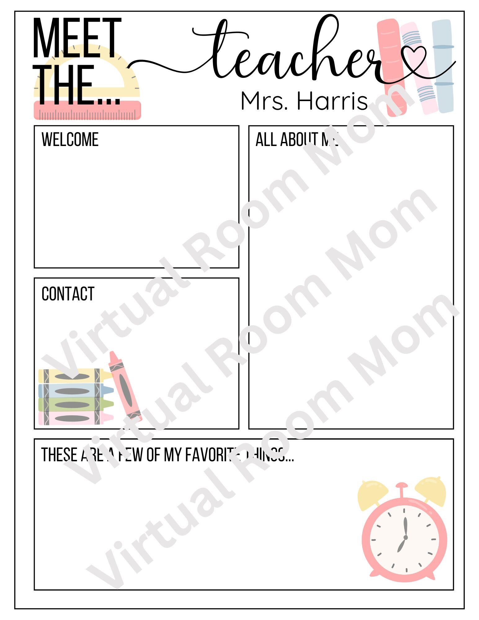 Meet the Teacher Printable Back to School Teacher Notes Instant Digital ...