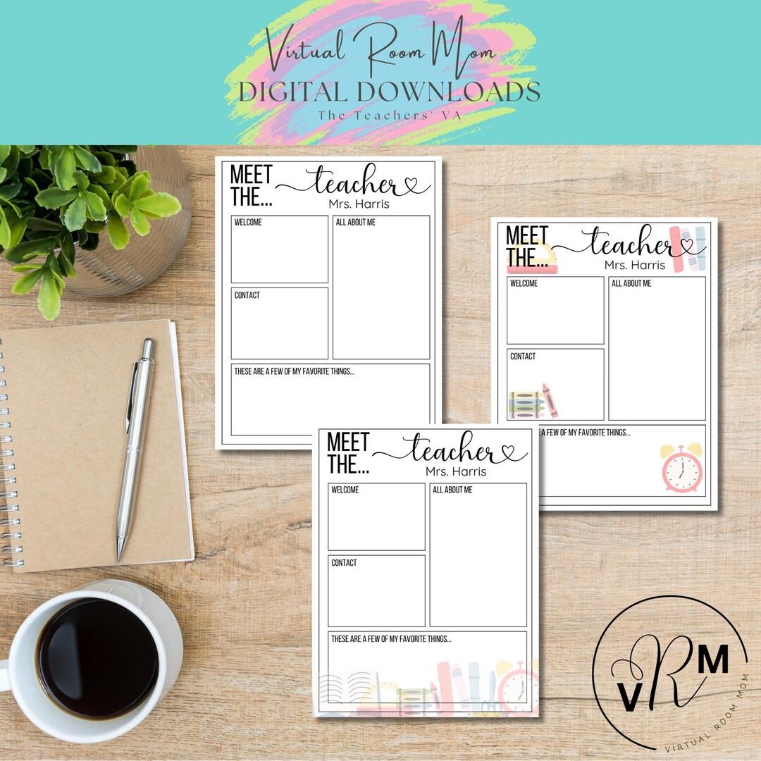 Meet the Teacher Printable Back to School Teacher Notes Instant Digital ...
