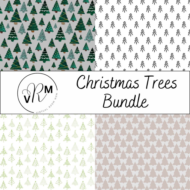12 Christmas Tree Digital Wallpaper Paper Bundle 12 X 12 Instant ...