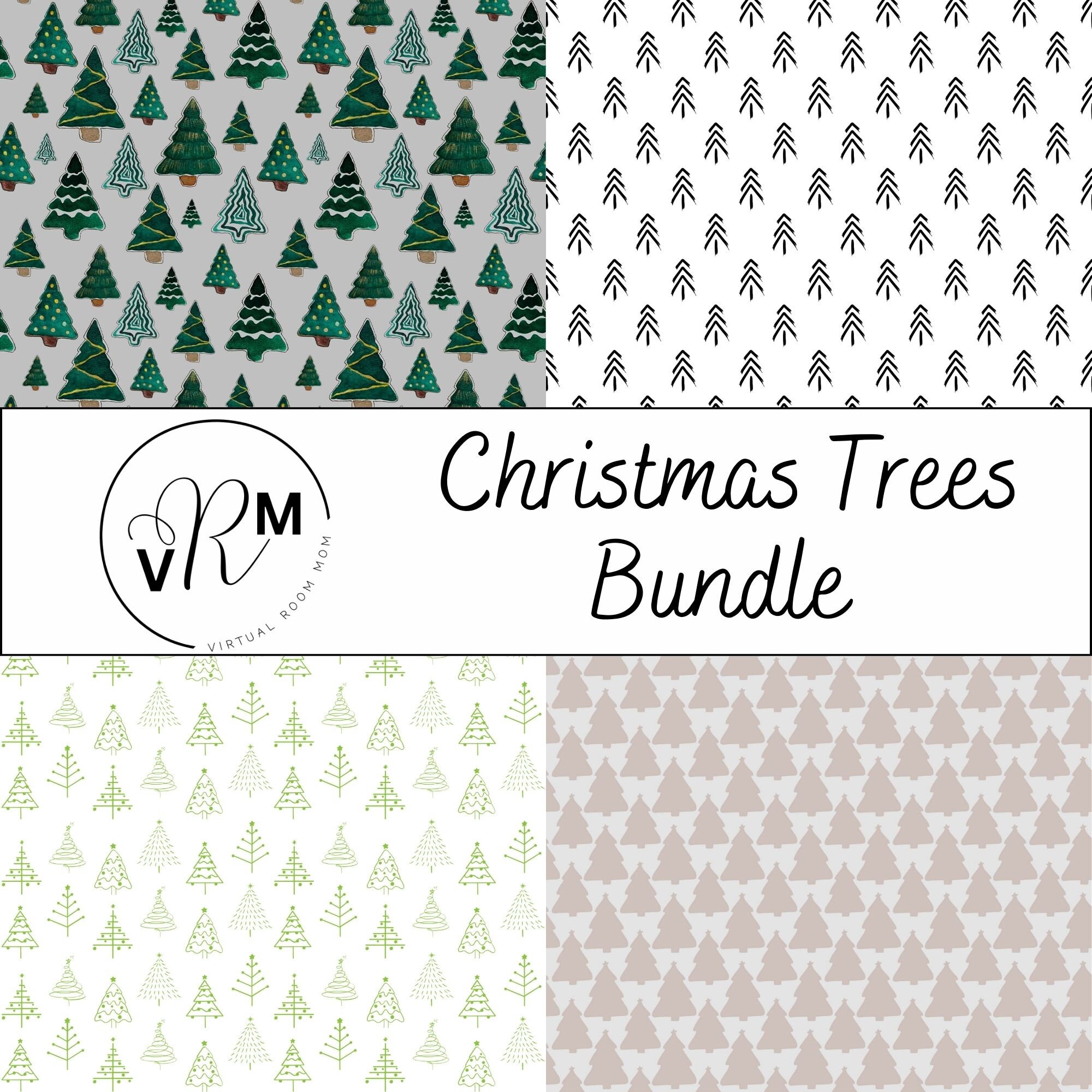12 Christmas Tree Digital Wallpaper Paper Bundle 12 X 12 Instant ...