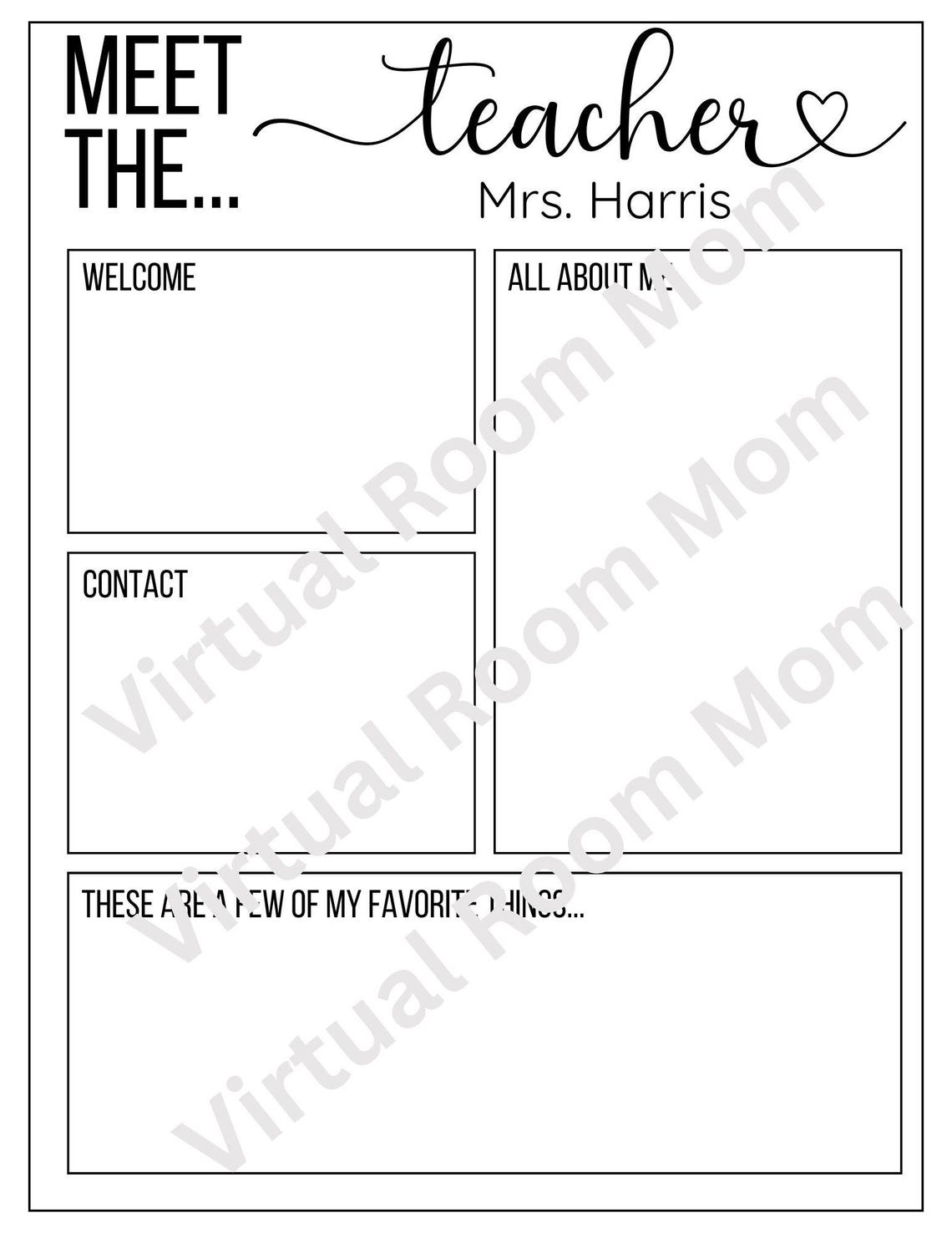 Meet the Teacher Printable Back to School Teacher Notes Instant Digital ...