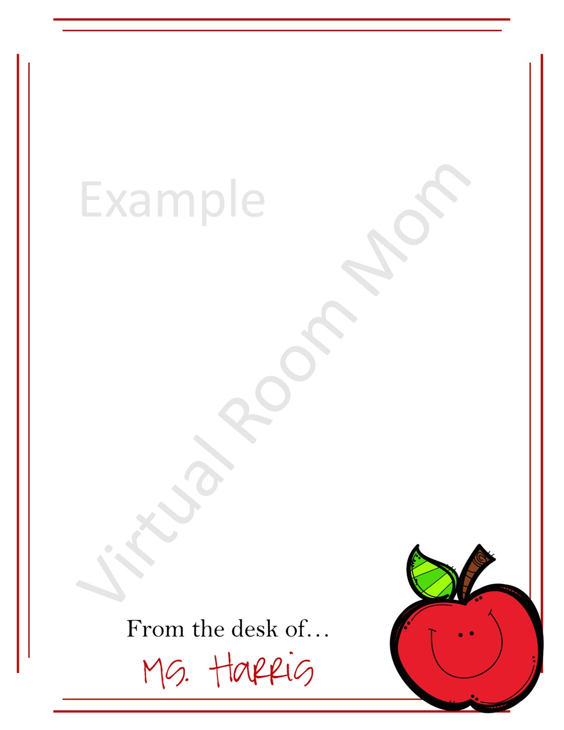 From the Desk Of... Apple Stationery Teacher Notes Instant Digital ...