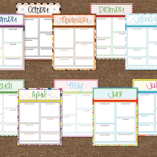 Twelve 12 Colorful Monthly Newsletters Package Instant - Etsy