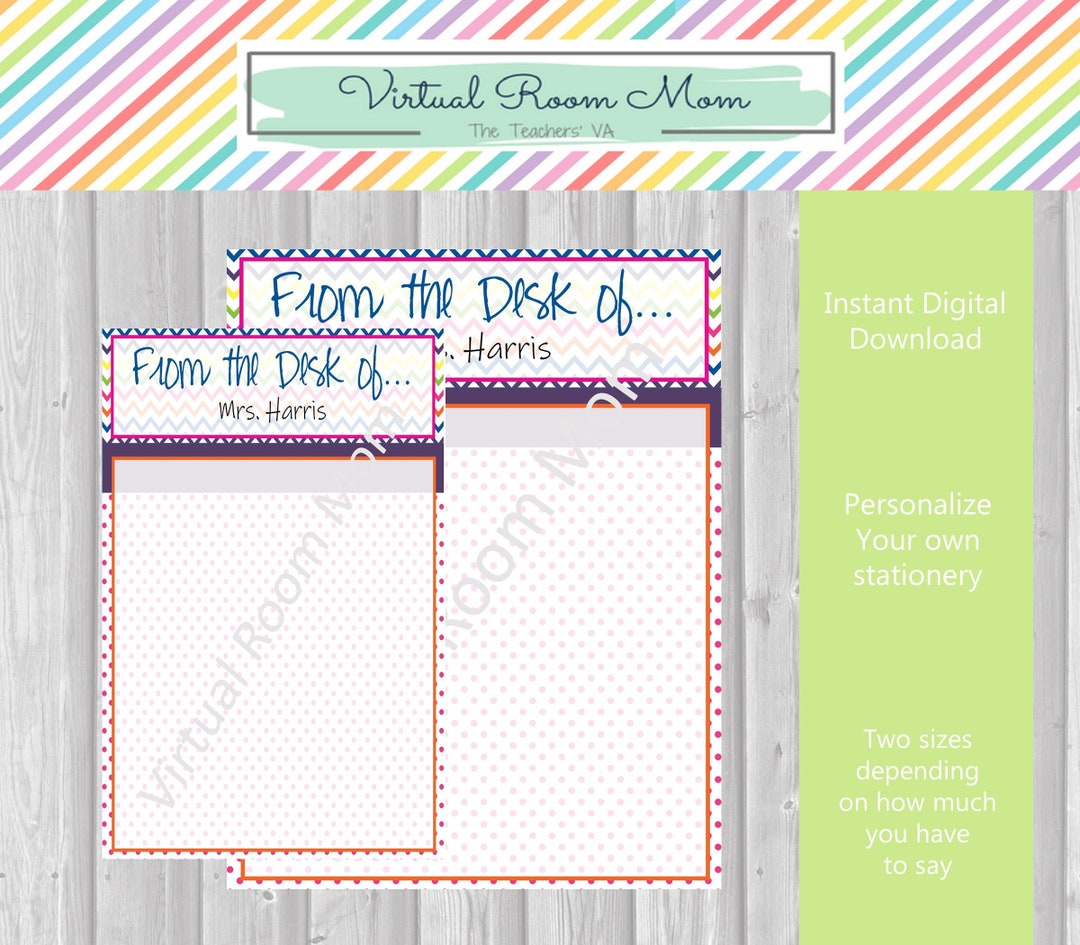 Colorful, Fun "from the Desk Of..." / Teacher Stationery / Instant ...