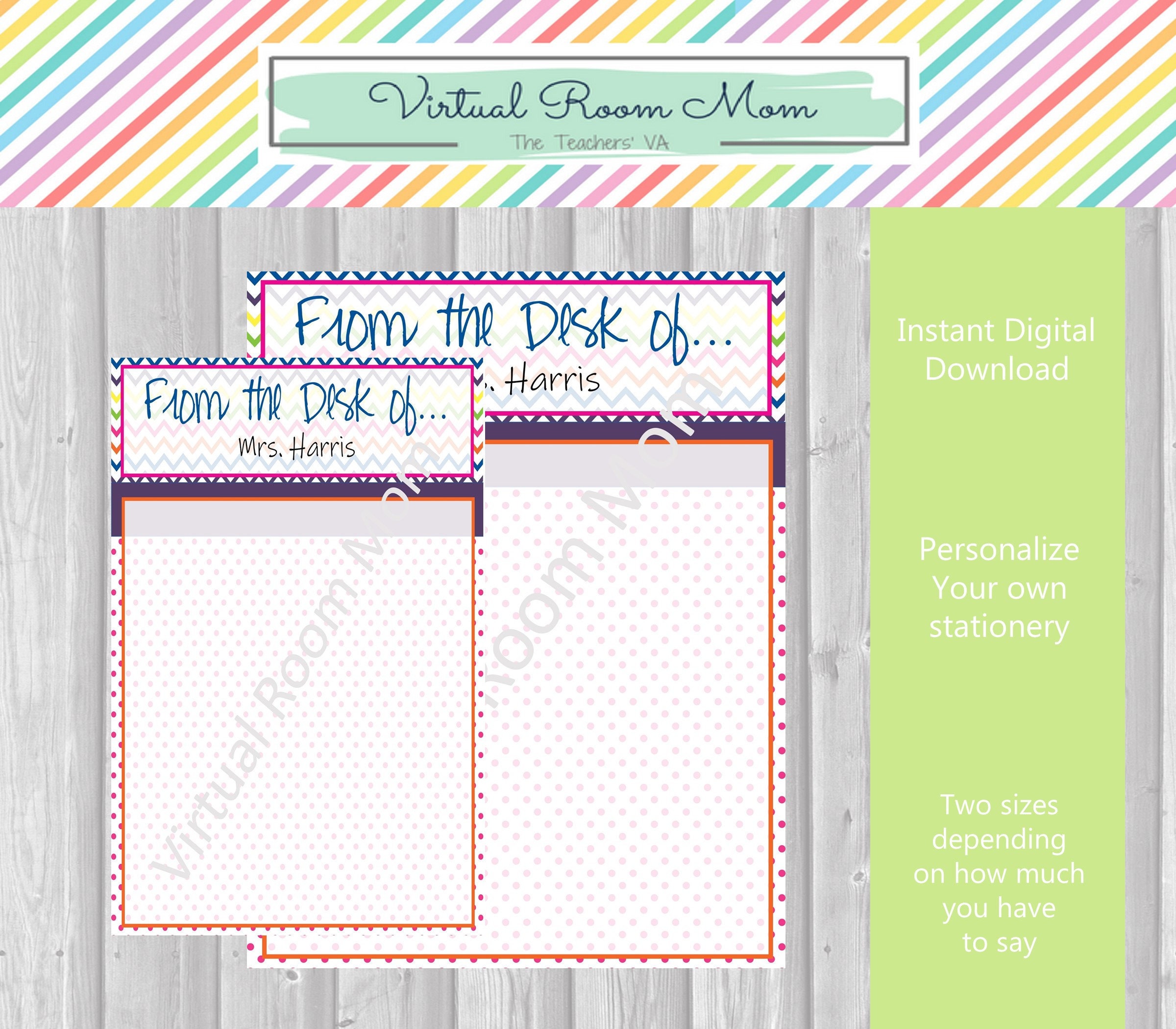 Colorful, Fun "from the Desk Of..." / Teacher Stationery / Instant ...