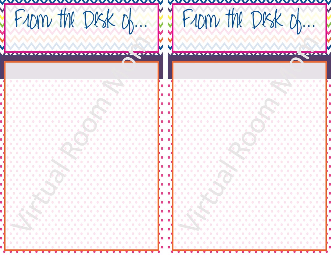 Colorful, Fun "from the Desk Of..." / Teacher Stationery / Instant ...