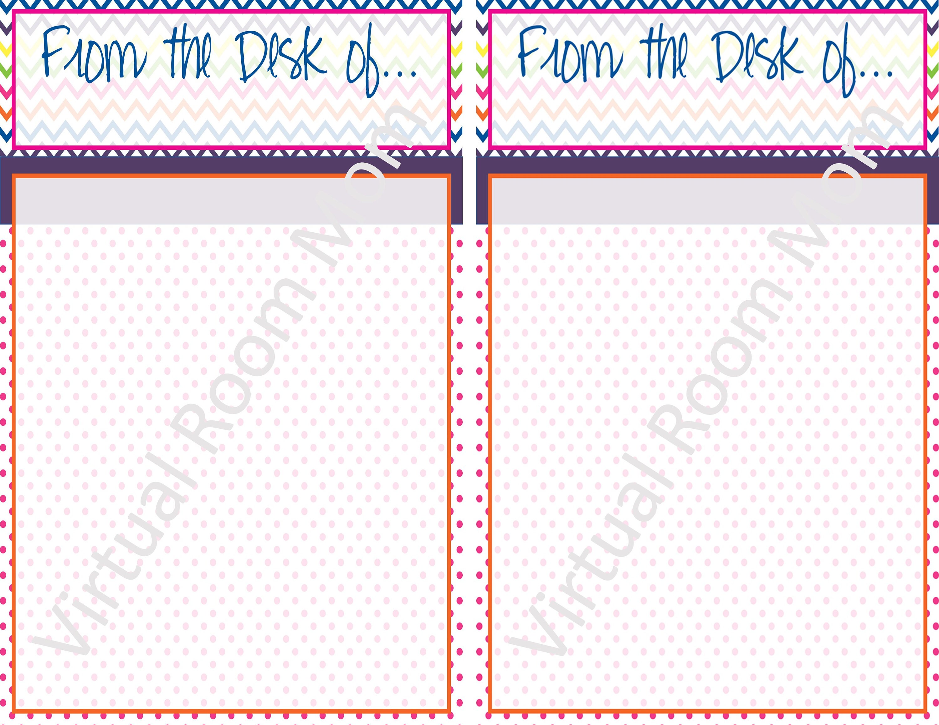 Colorful, Fun "from the Desk Of..." / Teacher Stationery / Instant ...