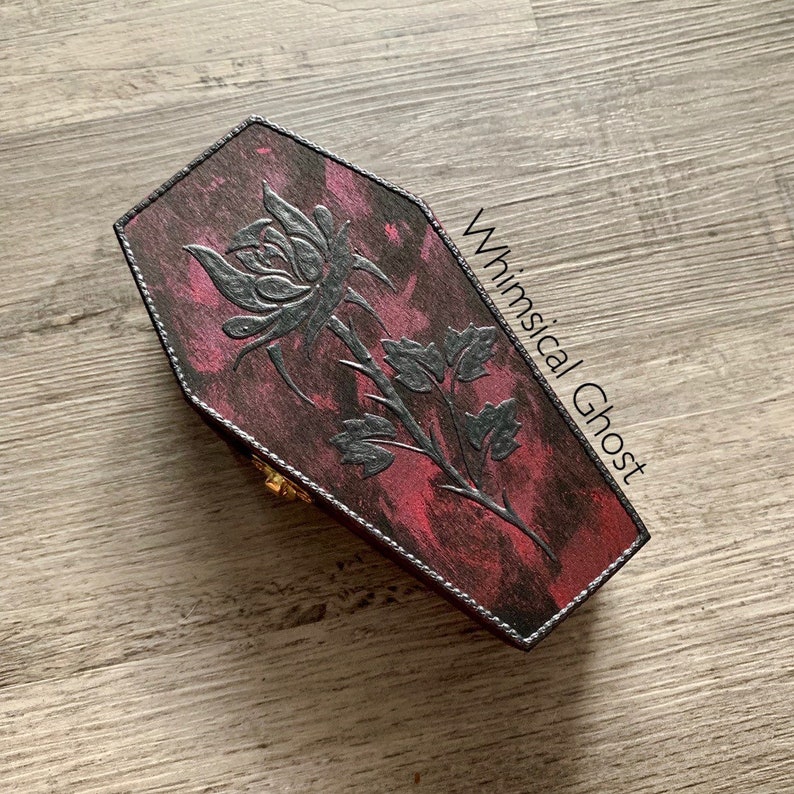 Coffin Box Black Rose Goth Jewelry Box - Etsy