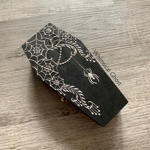Coffin Box Black Rose Goth Jewelry Box - Etsy