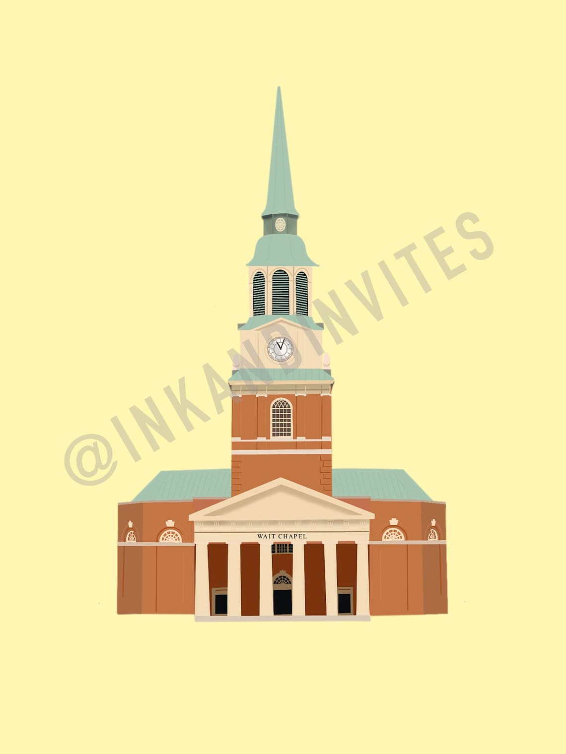 Wake Forest University // Wait Chapel // Print // INSTANT DOWNLOAD - Etsy