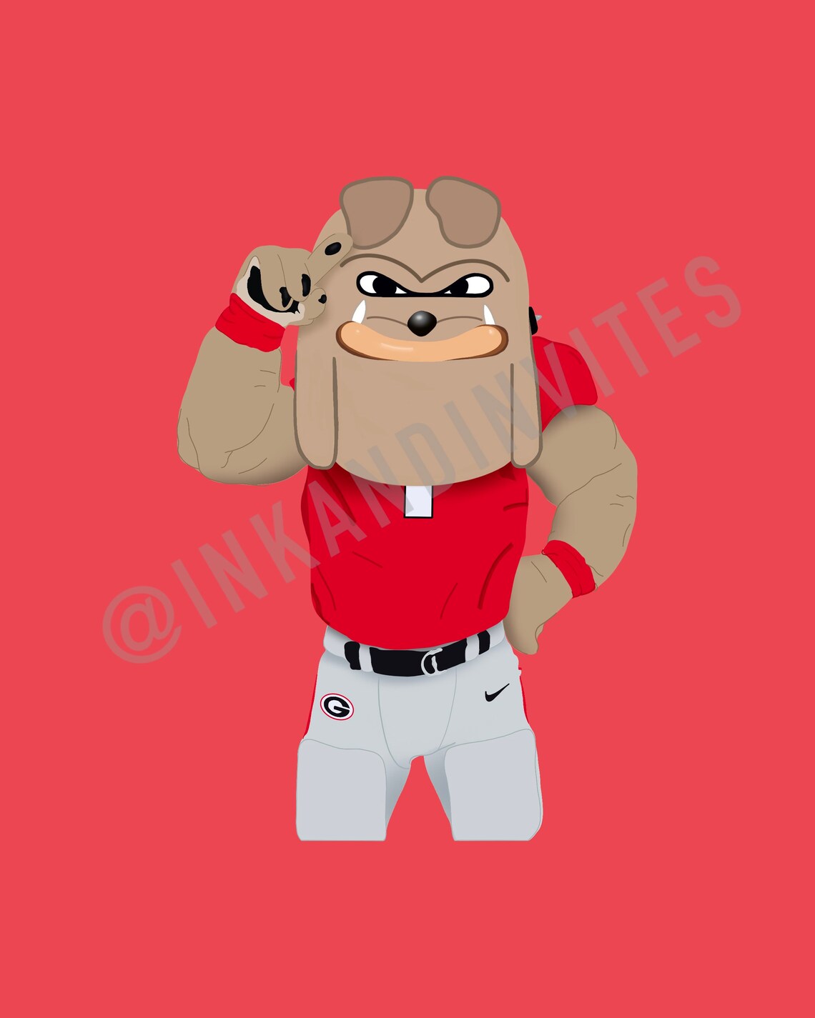 University of Georgia // Hairy Dawg // Red // Digital Print // INSTANT ...