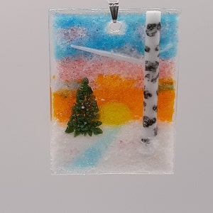 Fused Glass Winter Landscape Ornament - Etsy