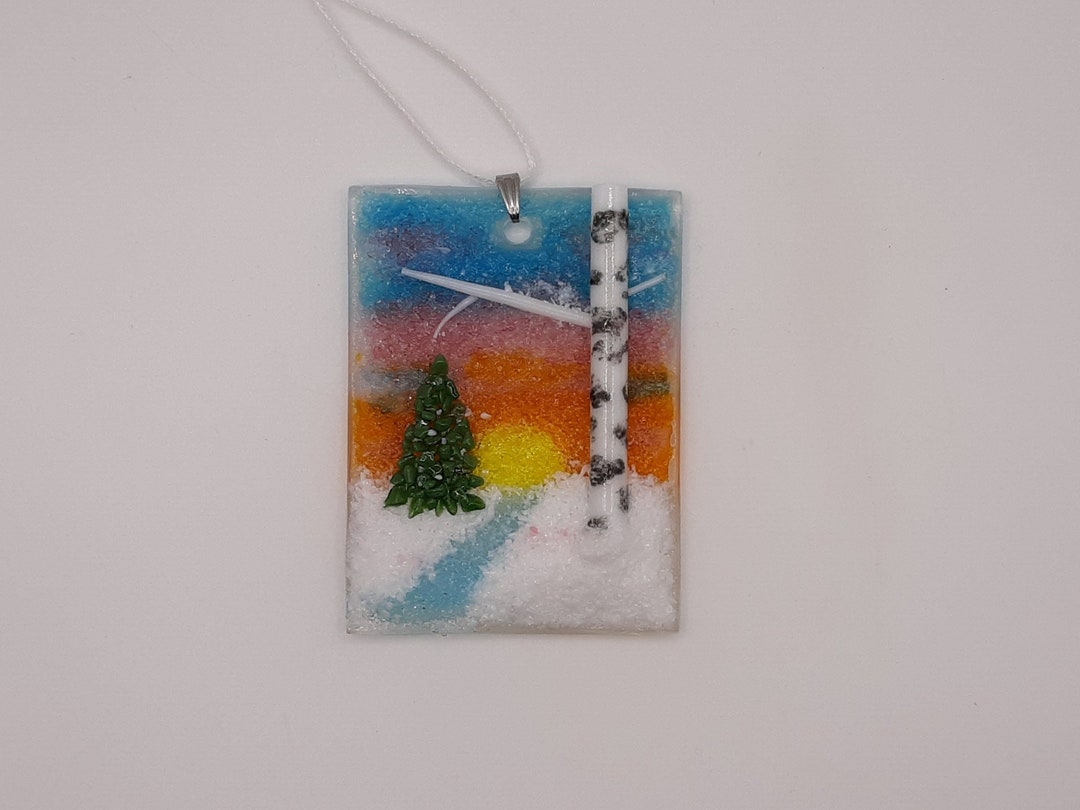Fused Glass Winter Landscape Ornament - Etsy