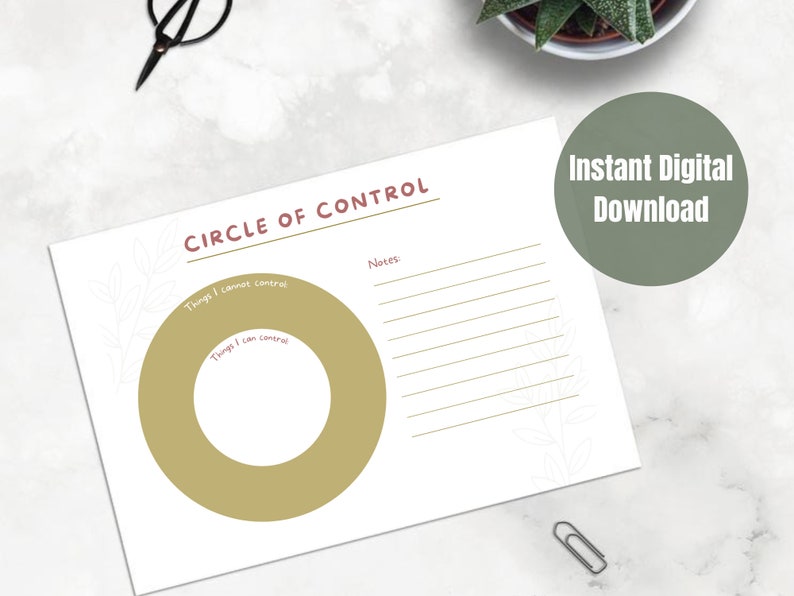 Gold Therapy Worksheets Things I Can Control Things I Cannot - Etsy UK