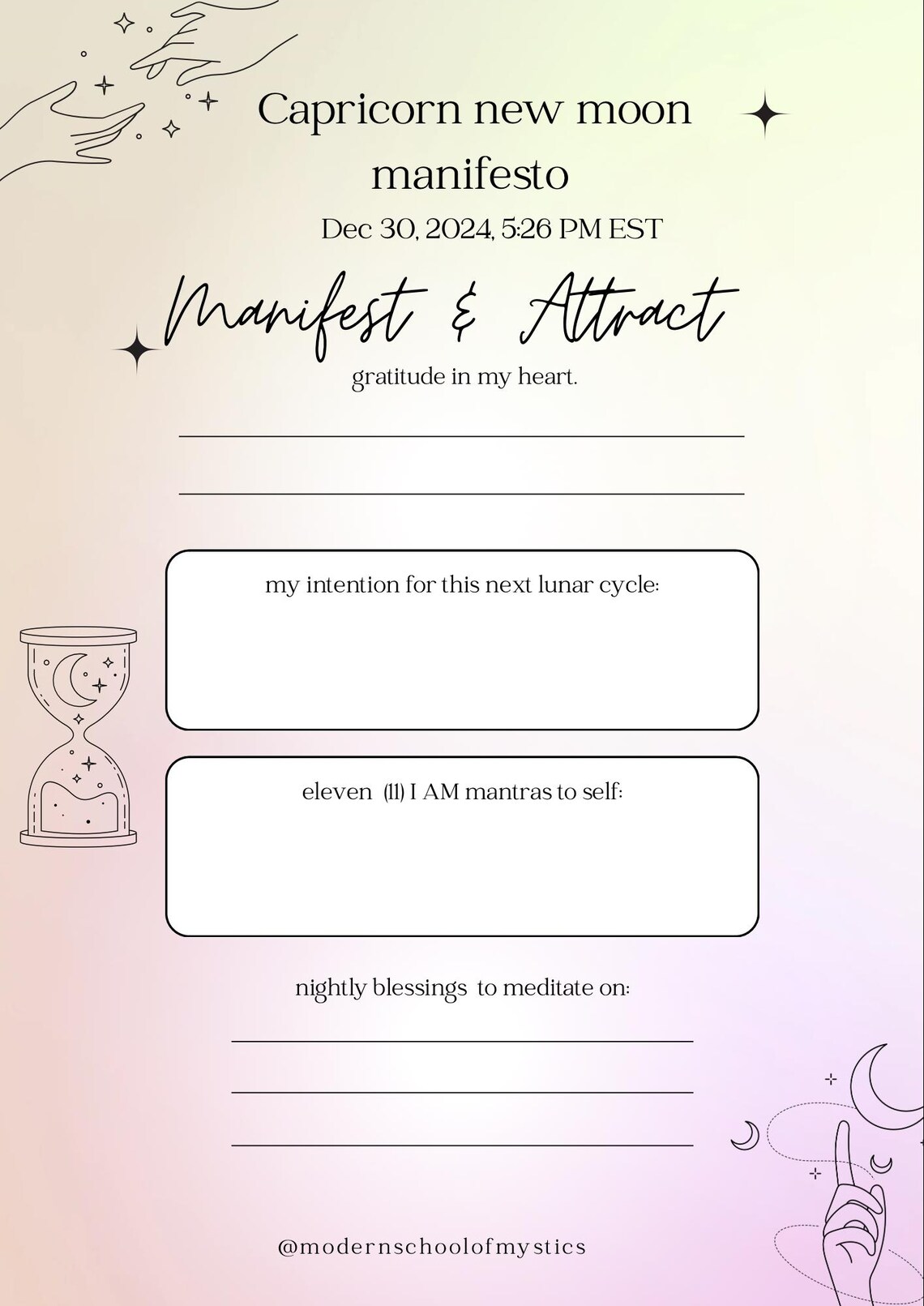 New Moon Manifestation Journal Printable - Etsy