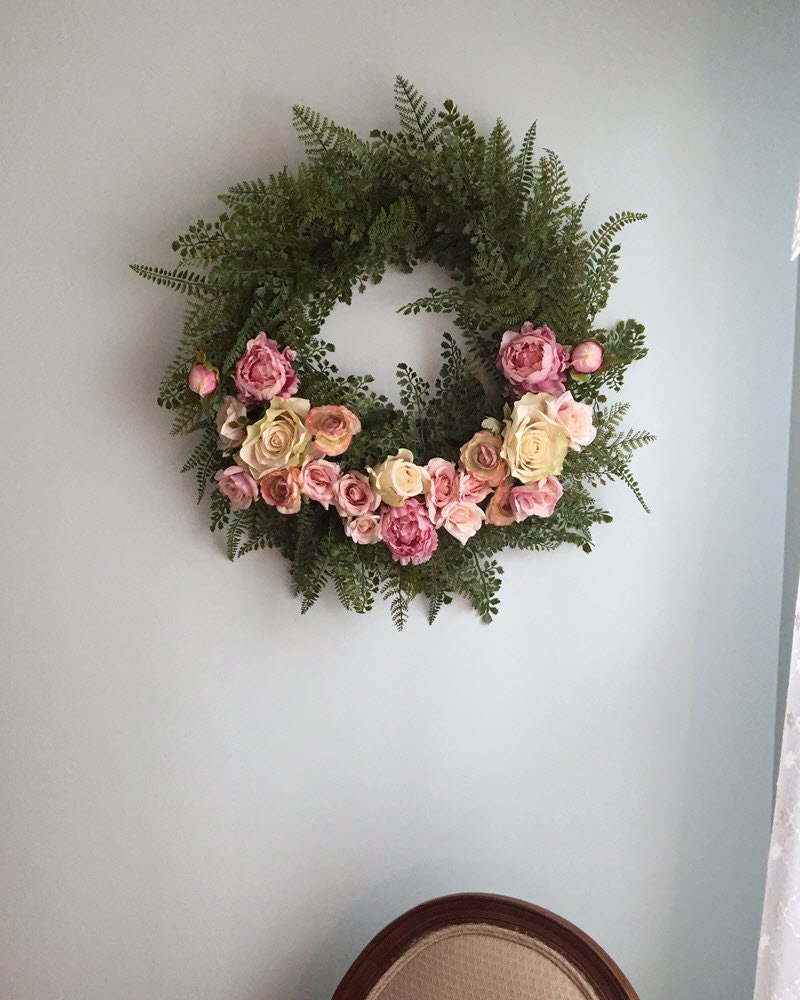 Victorian Rose: Victorian Wreath, Rose Wreath, Flower Wreath, Fern ...