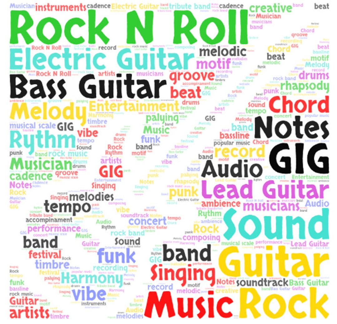 Guitar Shape Word Art Set to Fit 19cmx19cm Frame, Card Topper - Etsy