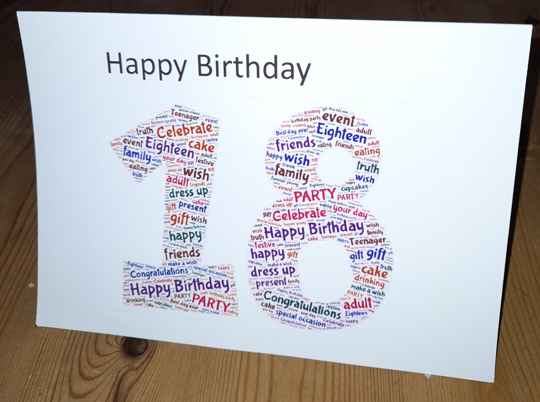 18th Birthday Card Topper, Word Art, Digital Art - Etsy