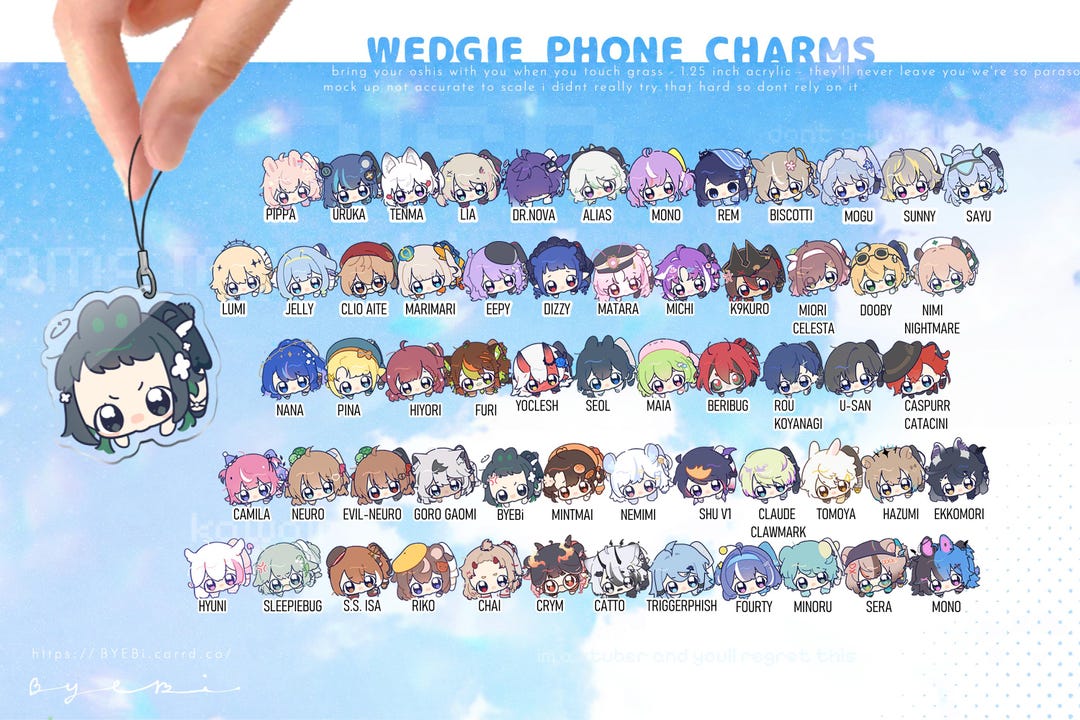 Wedgie PIEN Vtuber Acrylic Phone Charms - Etsy Canada