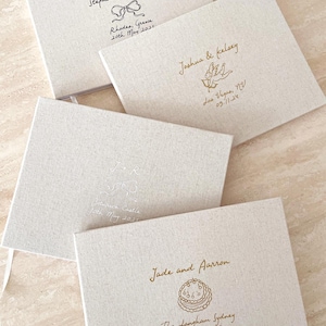 Hand Drawn Wedding Guest Book, Personalised Linen Guest Book ...