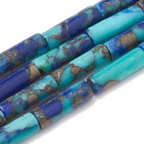 12mm Full Strand Turquoise Lapis Lazuli Column Beads Beads - Etsy