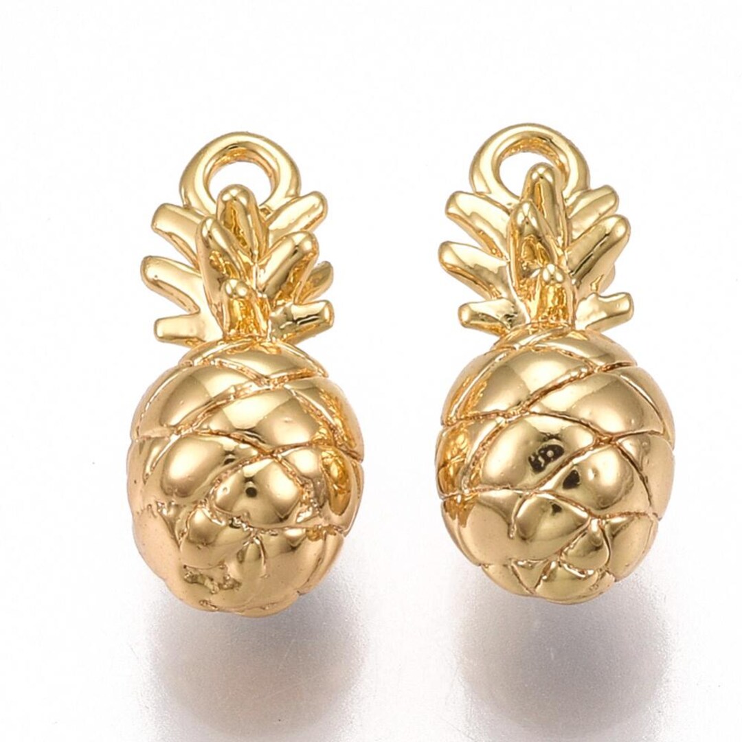 1–10pcs 18K Gold Pineapple Charms | Real Gold Plated Brass Fruit Charms ...