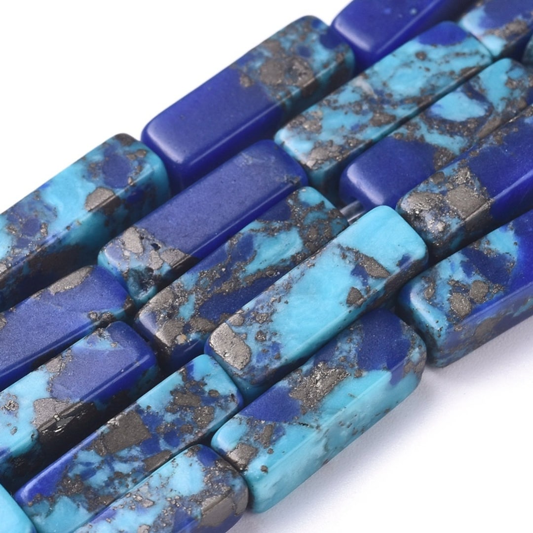 13mm Full Strand Turquoise Lapis Lazuli Cuboid Column Beads Beads ...