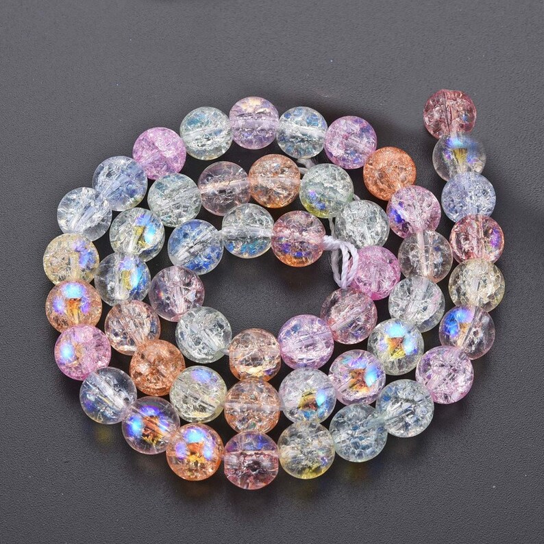 Colorful Crackle Glass Beads – 4mm 6mm 8mm 10mm Round Beads, DIY ...