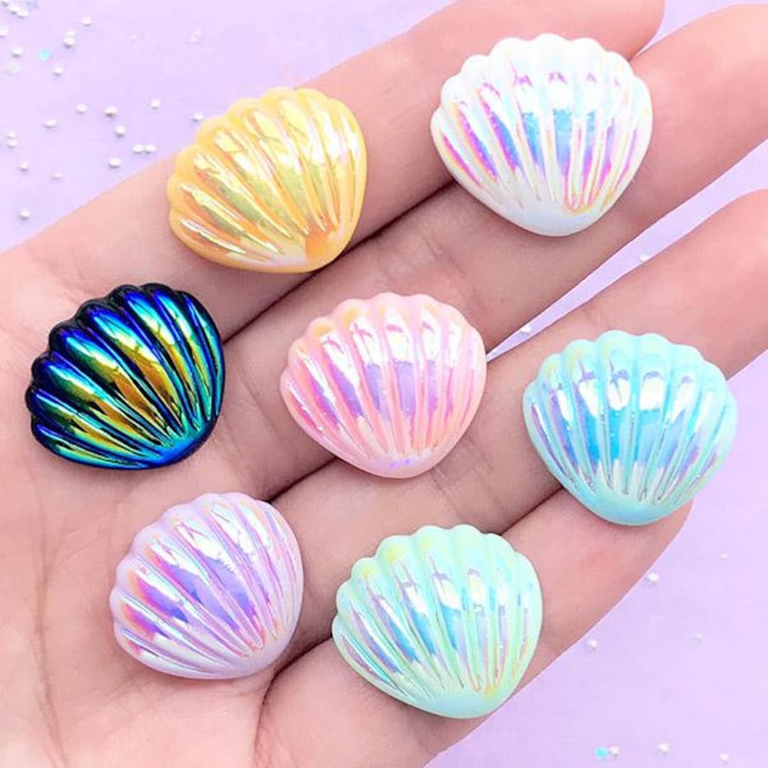 10 Pcs 21mm Resin Shell Cabochon Colorful DIY Earring Jewelry Supply ...