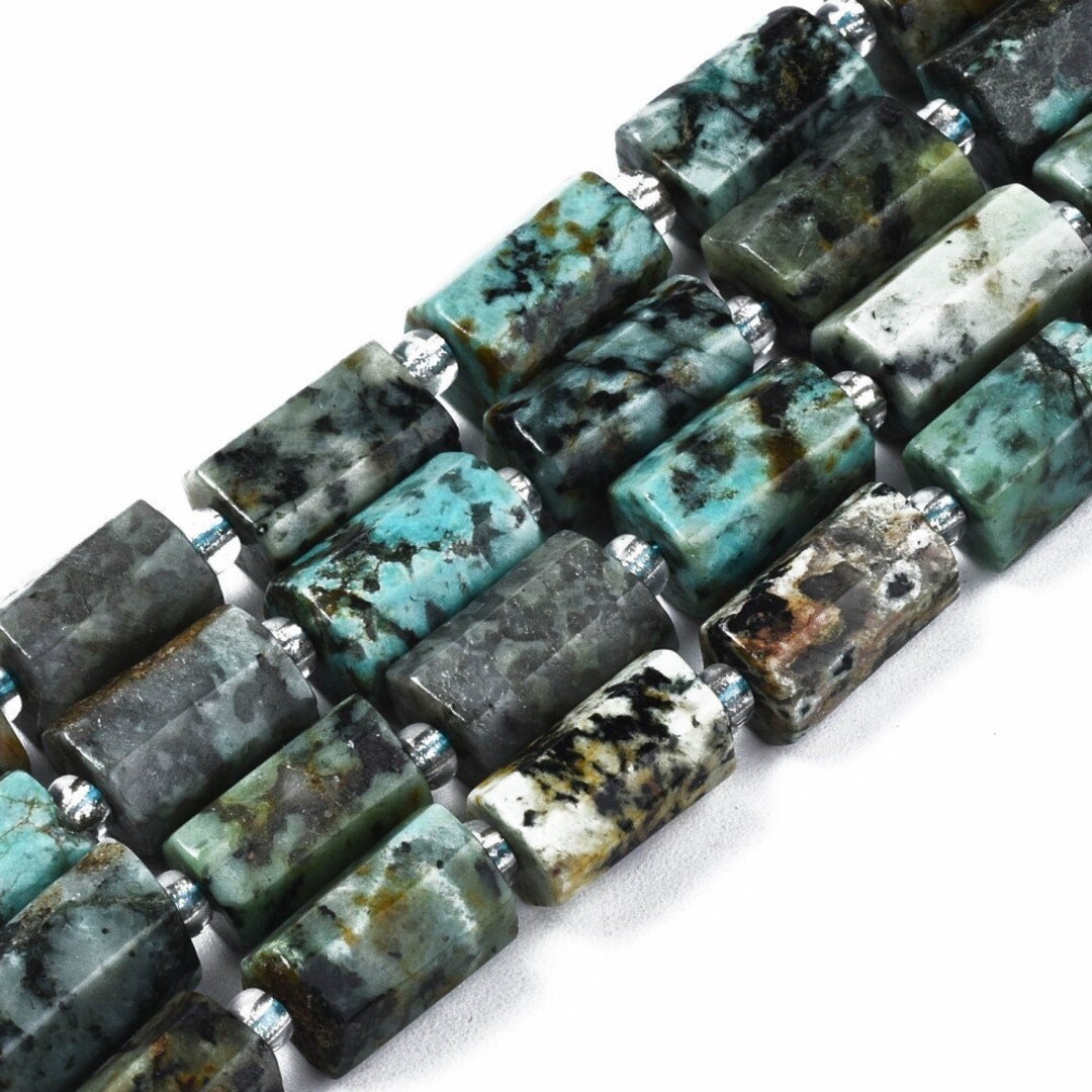Natural African Turquoise Bead Stone Column Beads Faceted Gemstone DIY ...