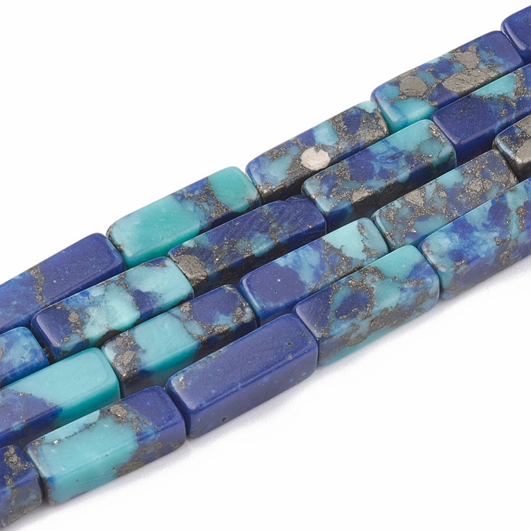 13mm Full Strand Turquoise Lapis Lazuli Cuboid Column Beads Beads ...