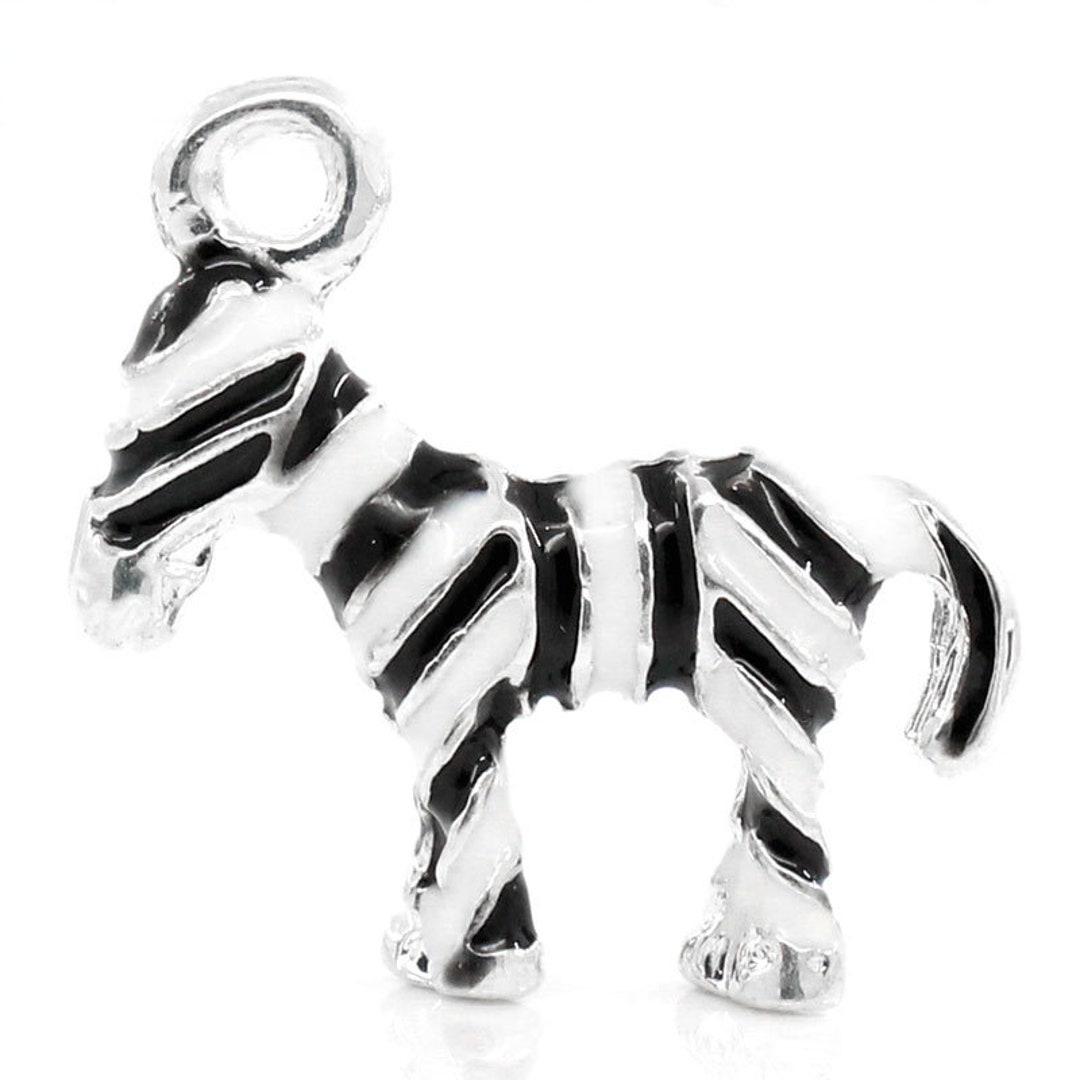 19mm Zebra Charm Charms Pendant Pendants Beads Silver Tone Animal Beads ...