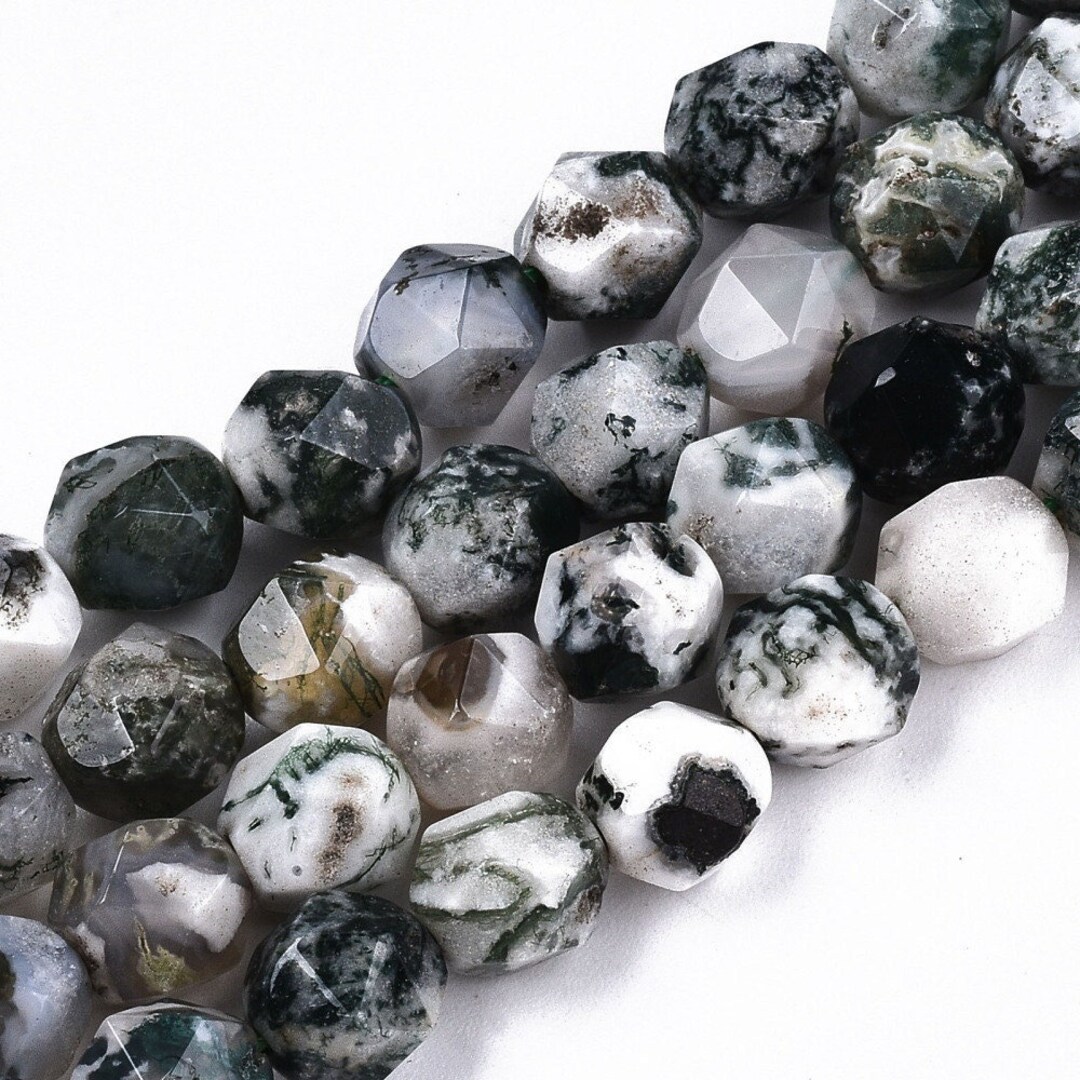 8mm Natural Tree Agate Beads Gemstone DIY Jewelry Making Bead Bracelet ...