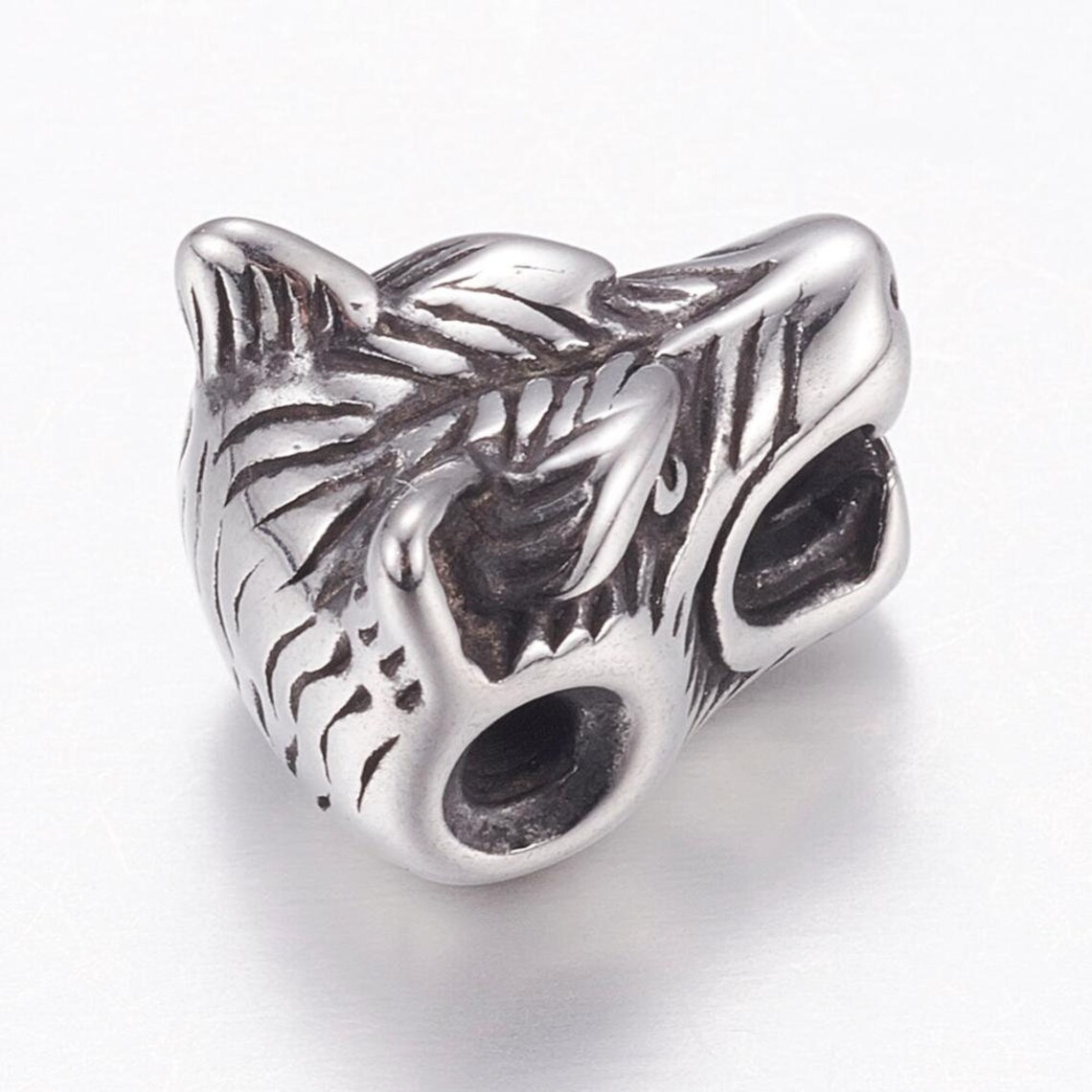 1pc Wolf Head Stainless Steel 15mm Wolf Head Beads Silver Tone - Etsy