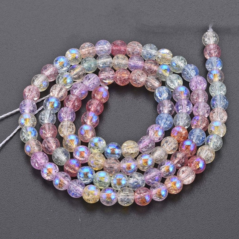Colorful Crackle Glass Beads – 4mm 6mm 8mm 10mm Round Beads, DIY ...