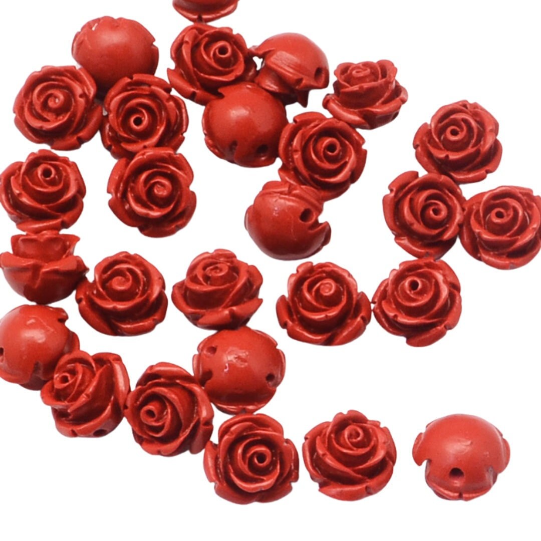 2pcs 11mm Cinnabar Red Rose Bead Beads Flower Loose Stone - Etsy