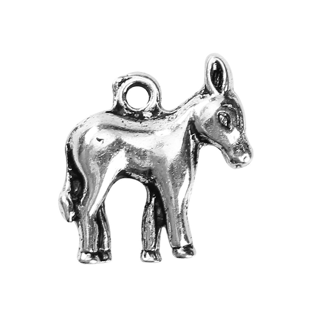 5pcs 17mm Donkey Charm Charms Pendant Pendants Beads Silver Tone Animal ...