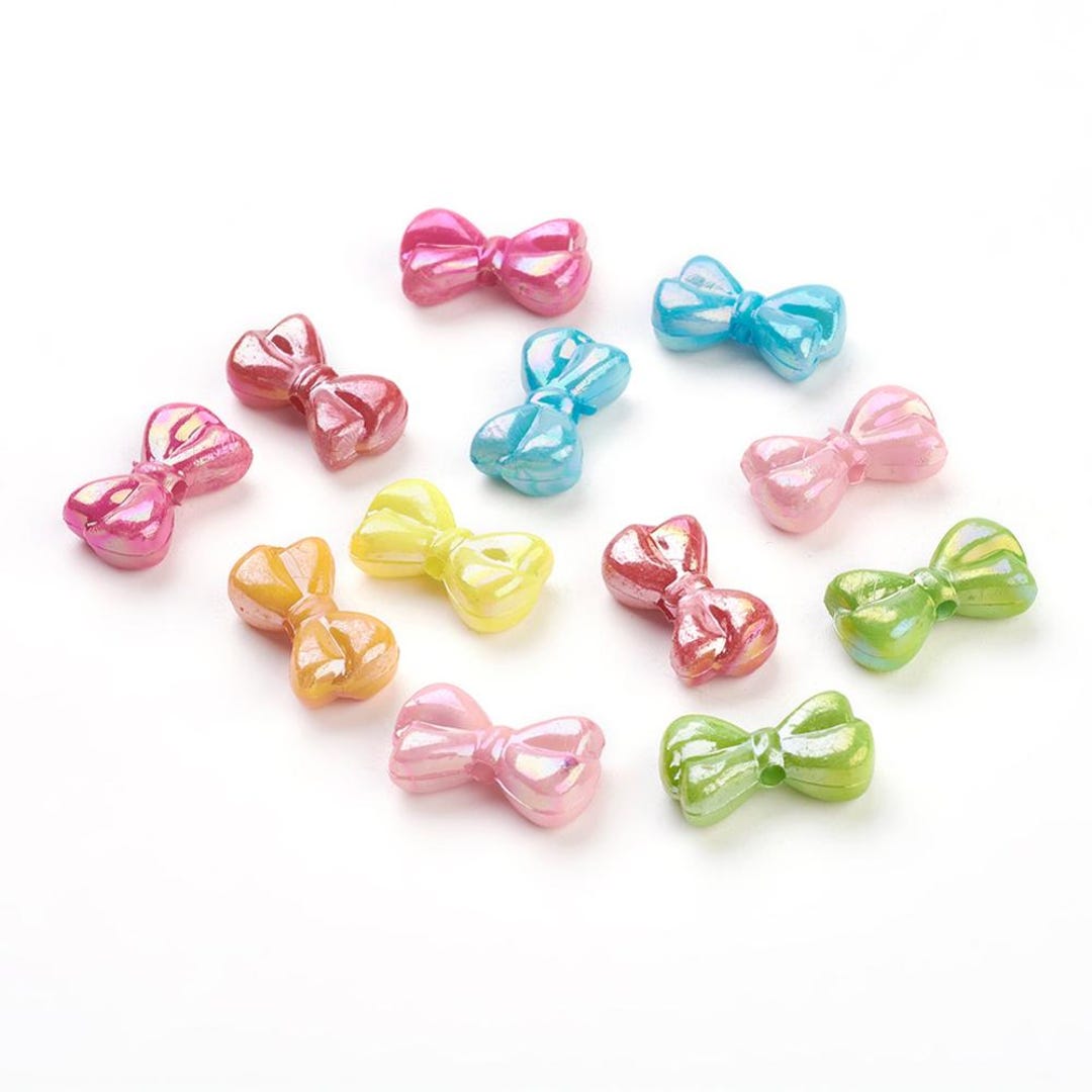 2–10pcs Bow Beads | Opaque Acrylic AB Bowknot Beads 18x10mm | Mixed ...