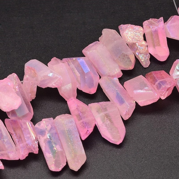 Point Points Pink Strand Mixed Color Raw Quartz Points Drilled - Etsy