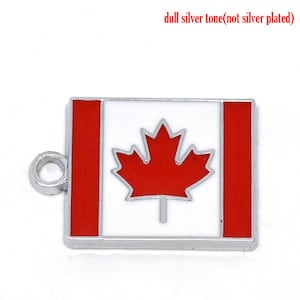 Canadian Flag Charm Metal Jewelry Red and White Enamel Charms Pendant ...