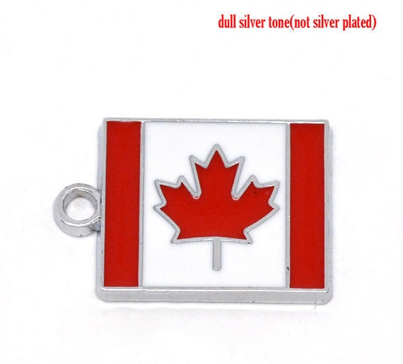 Canadian Flag Charm Metal Jewelry Red and White Enamel Charms | Etsy
