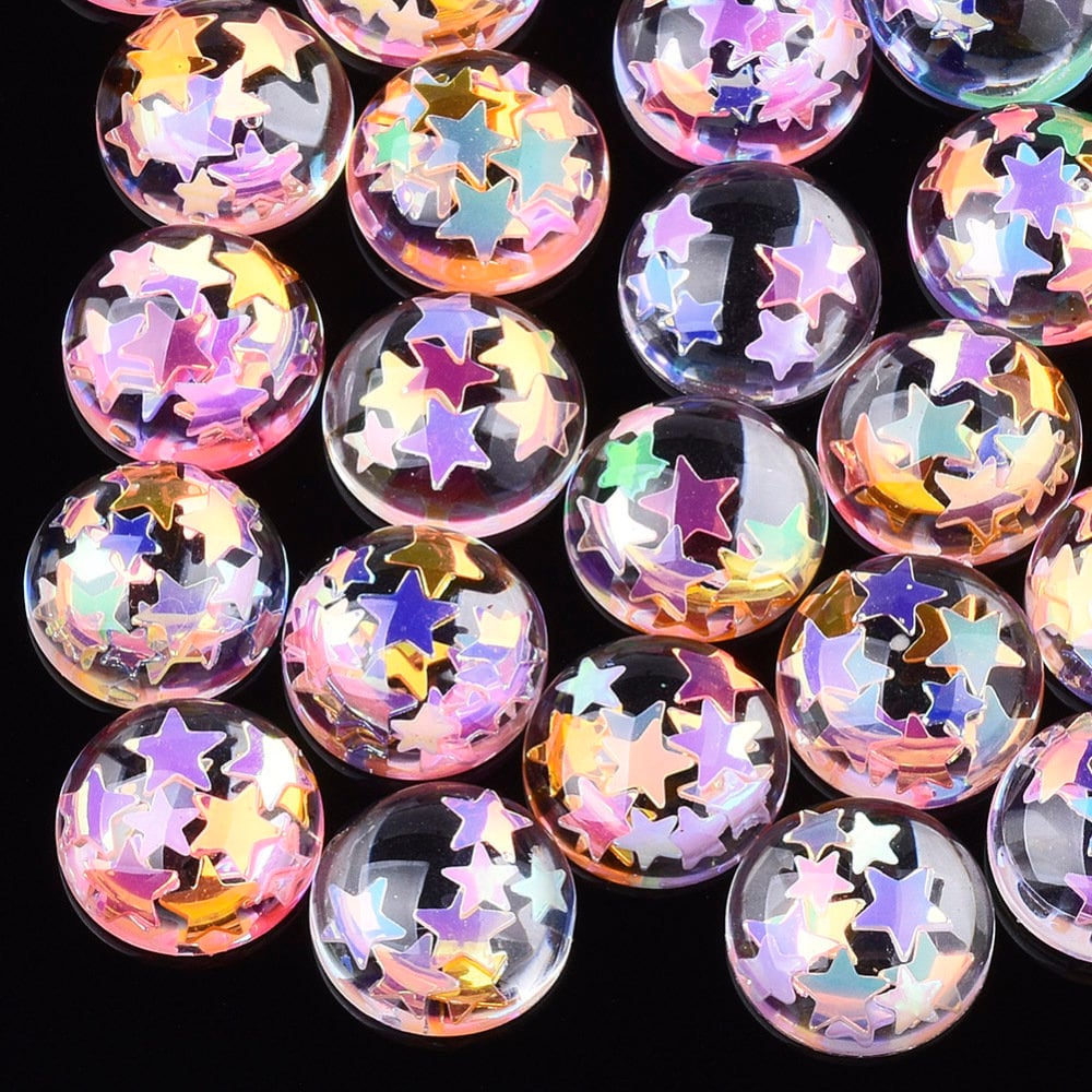 10 Pcs 10mm 12mm 14mm Resin Star Cabochon Round DIY Earring | Etsy