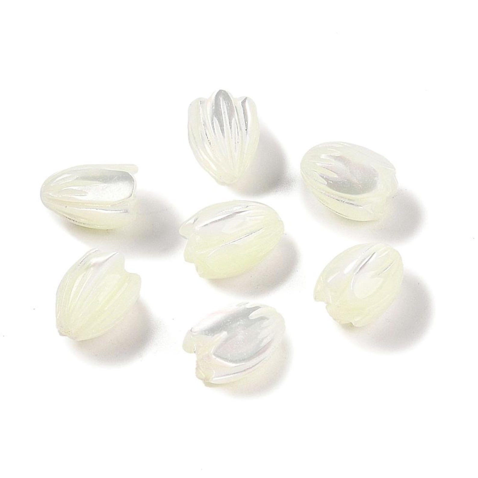 1–5pcs Natural Trochus Shell Flower Beads | Half-drilled Tulip Beads ...