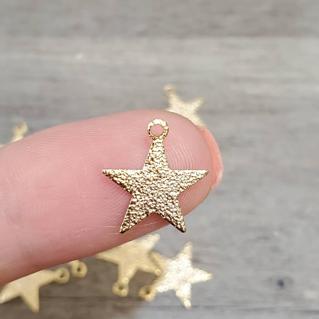 2pcs 14mm Gold Star Charm Pendant 18K Gold Plated Brass Earrings Charms ...