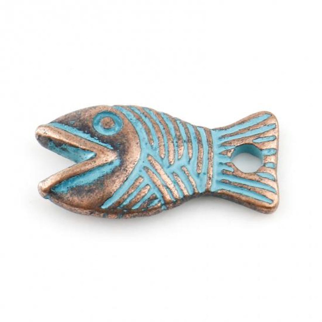 Zinc Based Alloy Patina Charms Fish Animal Antique Copper 16mm X 8mm ...