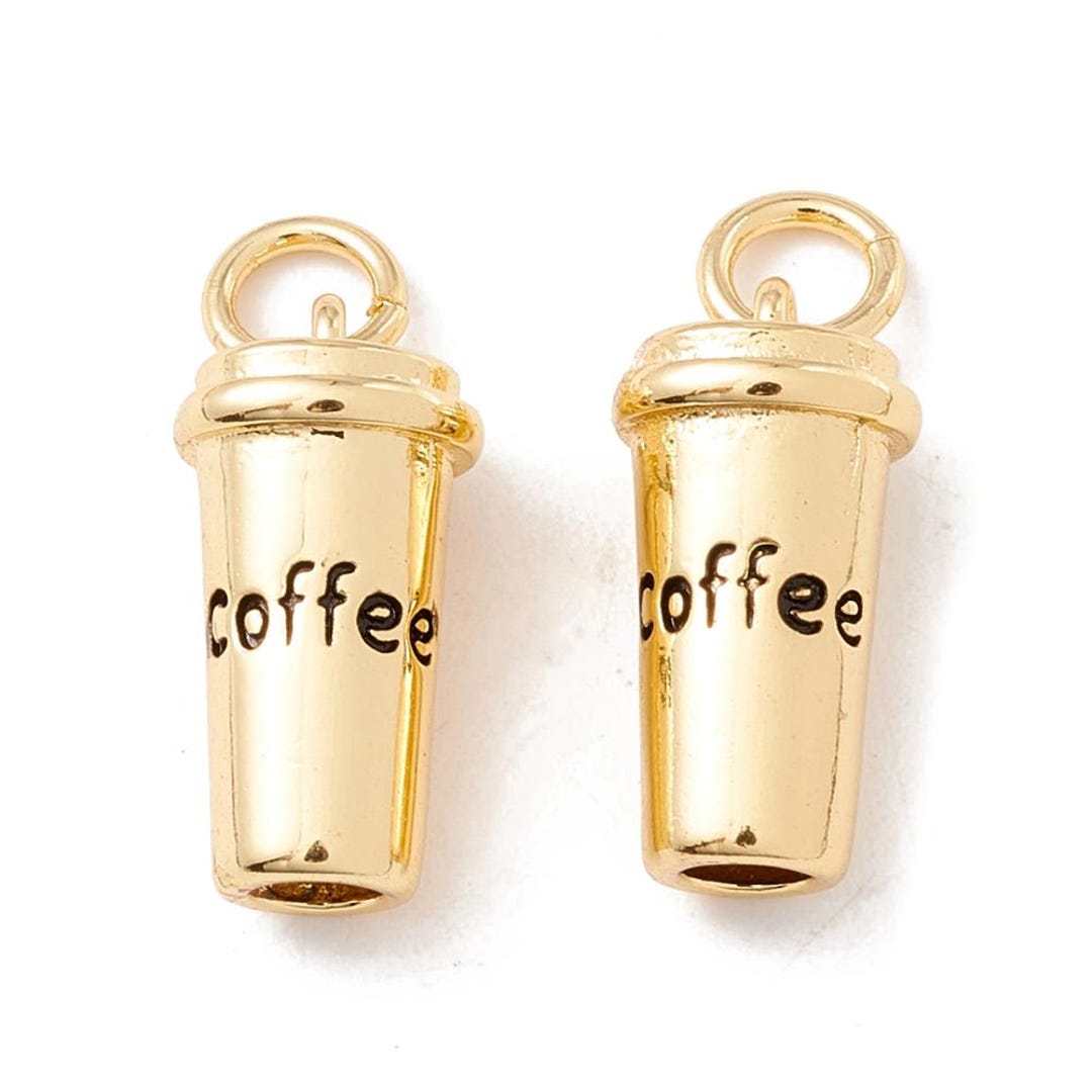 2pcs 18K Gold Coffee Cup Charms | USA Seller | Gold Plated Brass ...