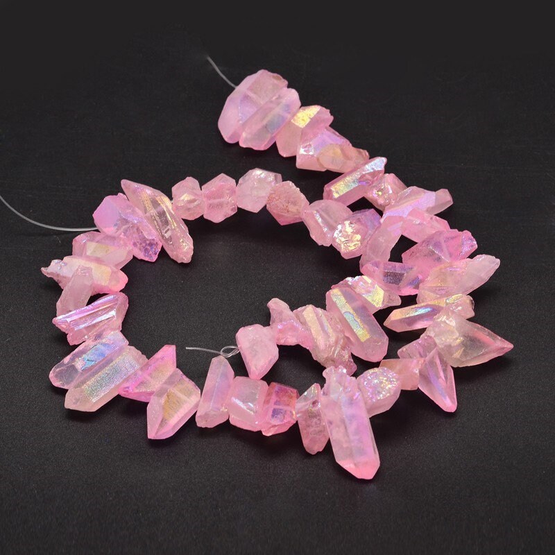 Point Points Pink Strand Mixed Color Raw Quartz Points Drilled - Etsy