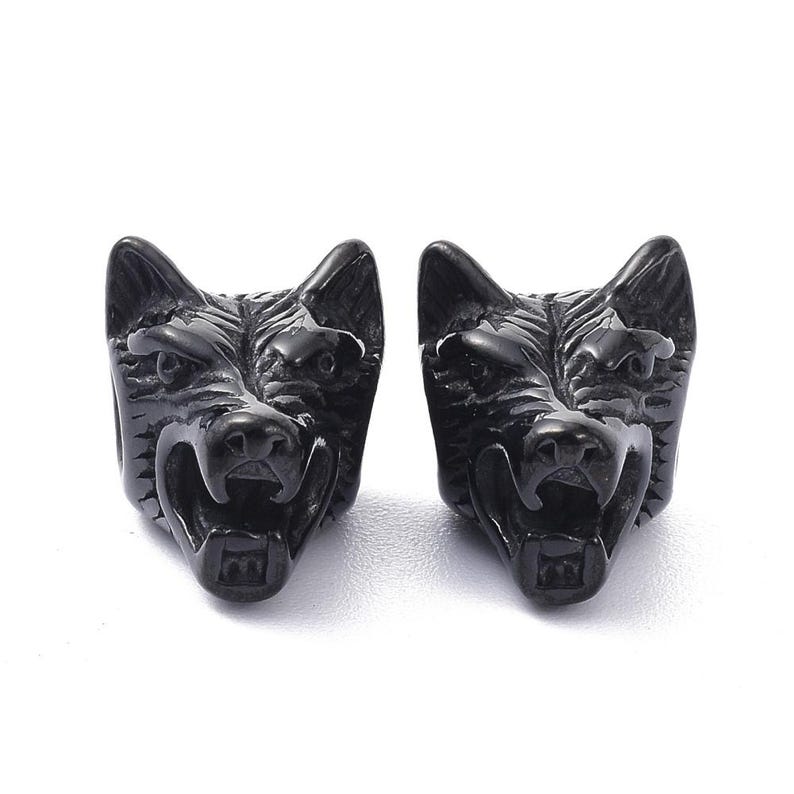 1–5pcs Stainless Steel Wolf Head Beads | 18K Gold Silver Black 304 ...