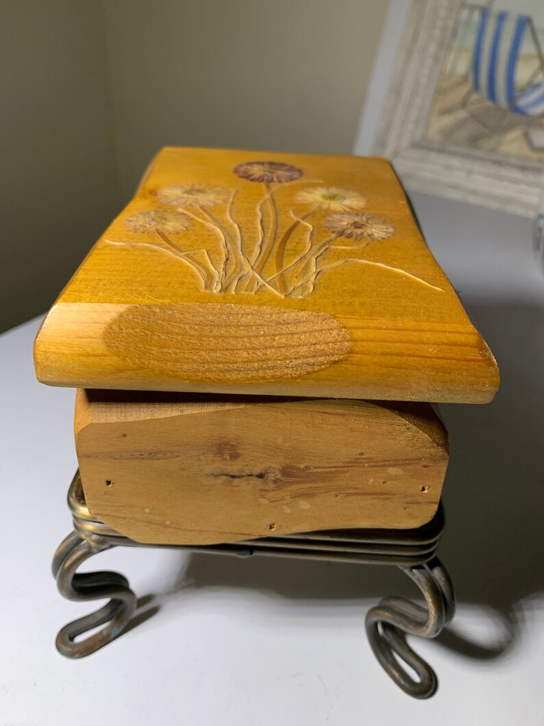 Hand Crafted Wooden Swivel Top Box With Pressed Flower Art - Etsy