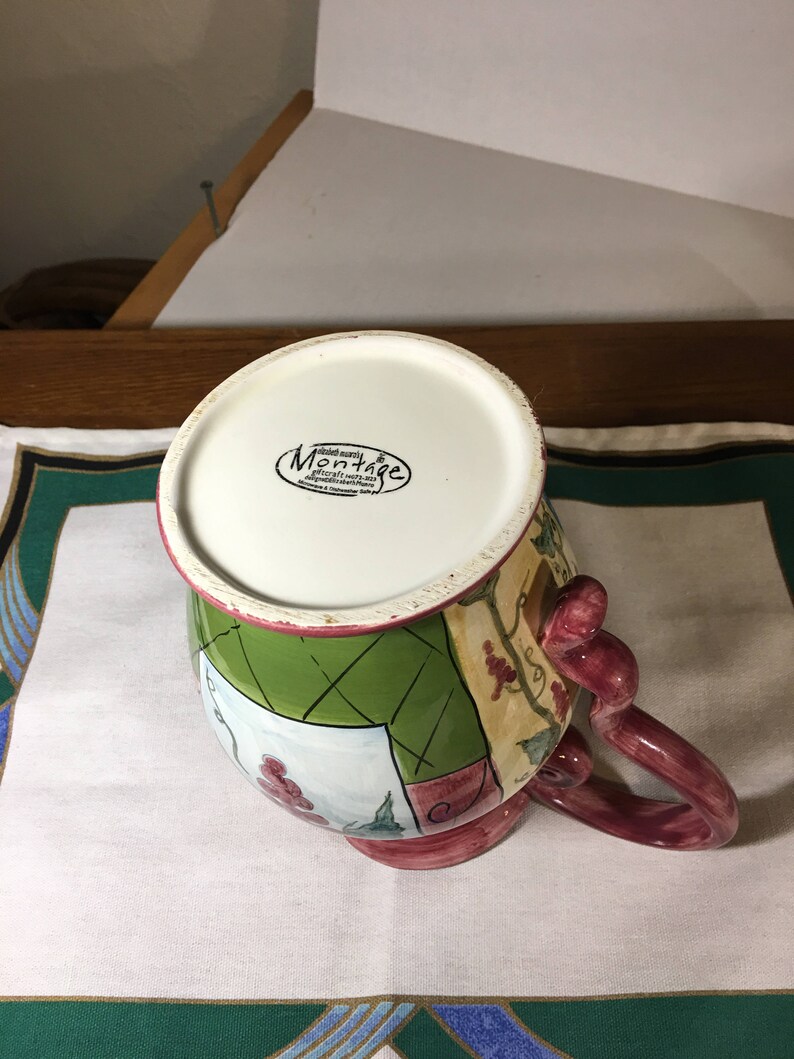 Elizabeth Munro Montage Pottery Pitcher featuring Grapes and | Etsy